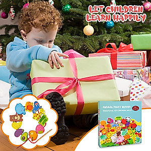 Toys for 2 3 4 Year Old Girls Boys, Toddlers Montessori Wooden Toy Gifts for 18-36 Month Old Babies Kids Educational Learning Threading Toy for Toddler Boy Girl Gift Age 1-4 Child Birthday Present