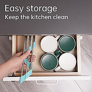 Tomorotec Aqua Triangle Roll-Up Dish Drying Rack for Sink Corner - Small, Foldable, Stainless Steel, Multipurpose Kitchen Drainer Caddy, Trivet, Rustproof Organizer, Storage Shelf and Space Saver