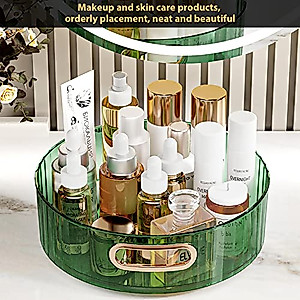 AOEUUTGG Large Capacity Makeup Brush Holder Turntable Organizer for Cabinet 360° Rotating Makeup Organizer, Multi-Purpose Desktop Stationary Organizer, Home Office Art Supply Storage Box（White）