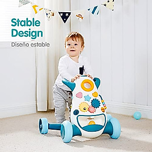 KÜB Interactive Baby Push Walker | Aquamarine | Locking Wheels | Safe & Stable Design | Activity Walker | Baby Walker Toy | Toddler Push Toy | Learning Walker Toy | Infant Toys