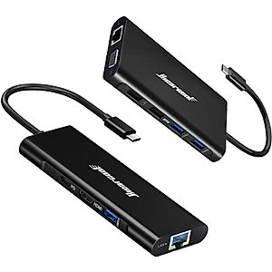 Hiearcool USB C Hub,USB-C Laptop Docking Station,11 in 1 Triple Display Type C Adapter, USB C Hub Ethernet USB C 4K 60Hz HDMI Adapter 8 in 1 Multi-port Type C Adapter Compatible for Mac and Windows