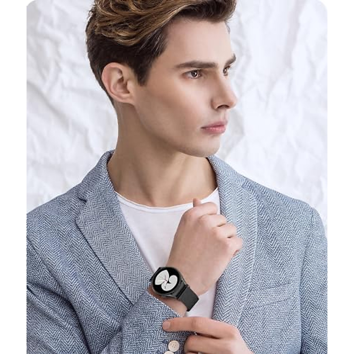 Zedoli No Gap Metal Bands Compatible with Samsung Galaxy Watch 6 band/Watch 5/Galaxy Watch 4 Band 40mm 44mm/Galaxy Watch 5 Pro Band 45mm/Watch 4 Classic Band/Watch 6 Classic Band 43mm 47mm Men Women