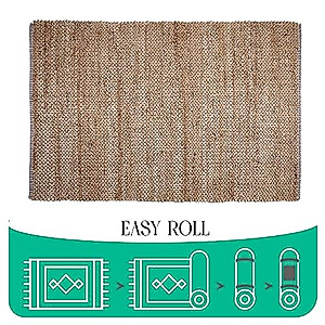 Lush Ambience Lara Premium Jute Area Rug, Jute Rug for Living Room, Bedroom, Farmhouse, Natural Jute Rug 4X6 Ft Braided Rug
