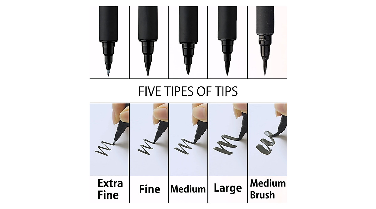 Kuretake Bimoji Brush Pen Set - Fine & Broad Tips for Calligraphy & Art