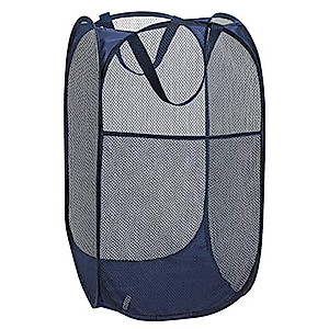 Handy Laundry Collapsible Mesh Foldable Hamper 14" x 14' x 24" Navy Blue