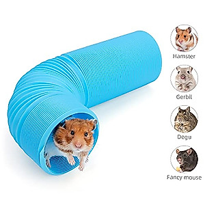 Niteangel Small Pet Fun Tunnel, 39 x 4 inches - Fit Adult Ferrets and Rats (Blue)