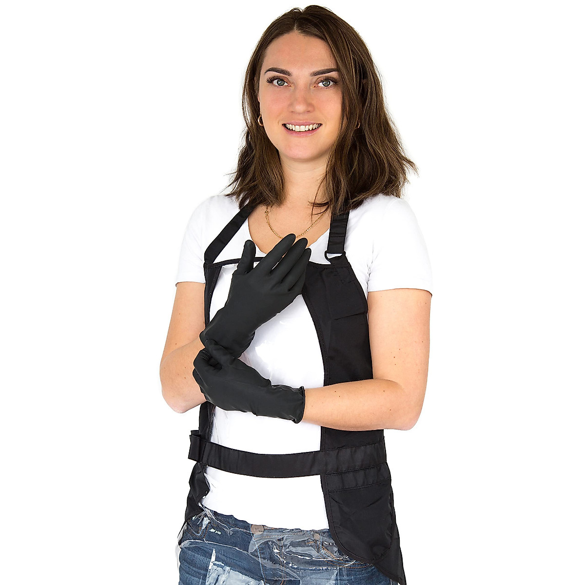 Salon Supply Co Nitrile Gloves - Rubber Hair Dye Gloves - 20 Pack (10 sets of 2) - Reusable Gloves for Hair Coloring - Hair Color Gloves - Black Gloves Disposable Latex-Free Powder-Free (Small)