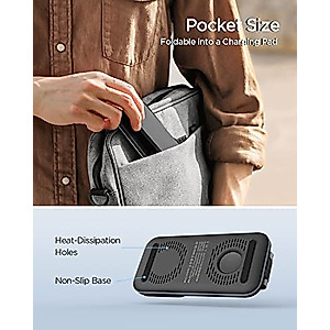 Mag-Safe Wireless Charger-Hohosb 3 in 1 Mag-Safe Charging Station,Magnetic Foldable Charging Stand for iPhone 14/13/12 Series,AirPods Pro/2/3,iWatch 8/7/6/SE/5/4/3/2-Black(18W Adapter Included)