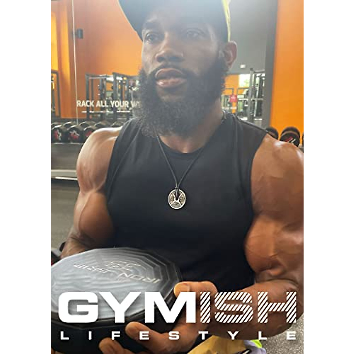 Workout Necklace For Men – Weight Plate Necklace – Dumbbell Necklace for Savages and Rough Guys – Awesome Gym Plate Necklace – Great Present for a Sport Addict – Adjustable Leather Cord