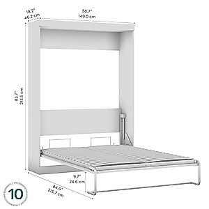 BESTAR Pur Full Murphy Bed, 59-inch Space-Saving Wall Bed for Multipurpose Guest Room or Home Office