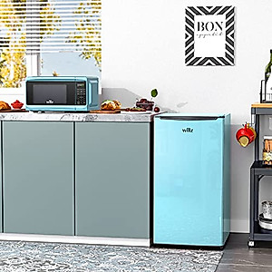 Willz WLR33MBED02 Compact Refrigerator with Chiller Compartment Adjustable Thermostat, Removable Shelf, Energy Efficient, Front Leveling Legs, 3.3 Cu Ft, Blue