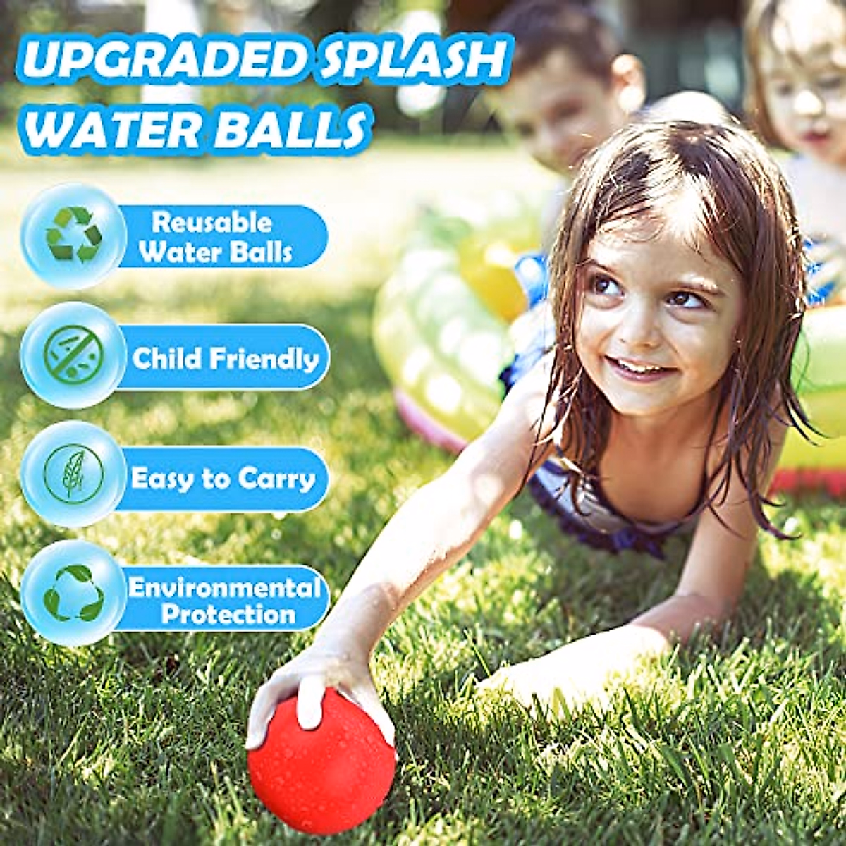 SweetAce Water Balls 12 Pack Reusable Quick Fill Water Balloons Bombs Splash Soaker Ball Summer Outdoor Indoor Water Fight Toy for Kids Backyard Pool Activity