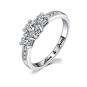 LONAGO 1.5/1.0 Carat Moissanite Diamond Ring, Wedding Engagement Moissanite Ring Sterling Silver Gift for Women