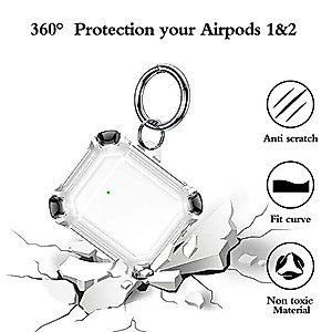 AnNengJing Custom Photo Name AirPods 1/2 Case with Keychain,Personalized Soft Clear TPU AirPods 1st 2nd Gen Case Cover (Black)