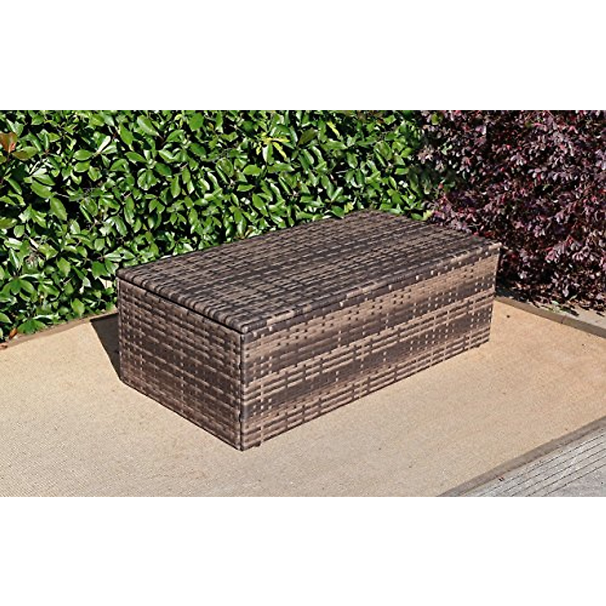 Baner Garden A170 5 Piece Outdoor Sofa Rattan Pool Patio Garden Set with Coffee Table and Beige Cushions, Wicker, Mixed Brown/Gray