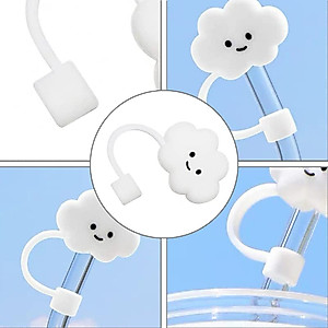 Straw Covers Cap,Cloud Shape Straw Covers Cap,Cute Silicone Cloud Straw Covers,Straw Covers Cap for Reusable,Straw Protectors (Blue)