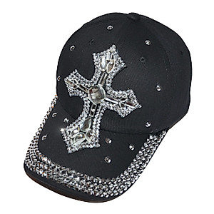 Popfizzy Bling Baseball Cap for Women and Girls, Fun Bedazzled Hats, Shiny Rhinestone Denim and Diamond Hat, Sparkly Gifts