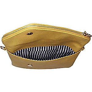 B BRENTANO Fold-Over Envelope Wristlet Clutch Crossbody Bag (Mustard Yellow)