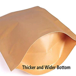 Kraft Heat Sealable Stand Up food Pouches Paper Mylar Bags With Clear Window And Zip Lock,Heavy Duty Decorative Resealable Recycled For DIY Homemade Chips Favor Cookies Christmas (50pcs 4x6+2.4 inch)