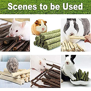 Chngeary 150g Small Animals Chew Toys Molar Sticks, Apple Sticks Timothy Hay Sticks Sweet Bamboo 3Types Combined for Rabbit Chinchilla Guinea Pigs Squirrel Hamster