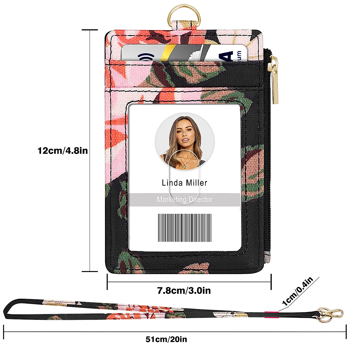 ID Badge Holder with Lanyard Vertical: Flower ID Name Badge Card Holder with Lanyard for ID Badges