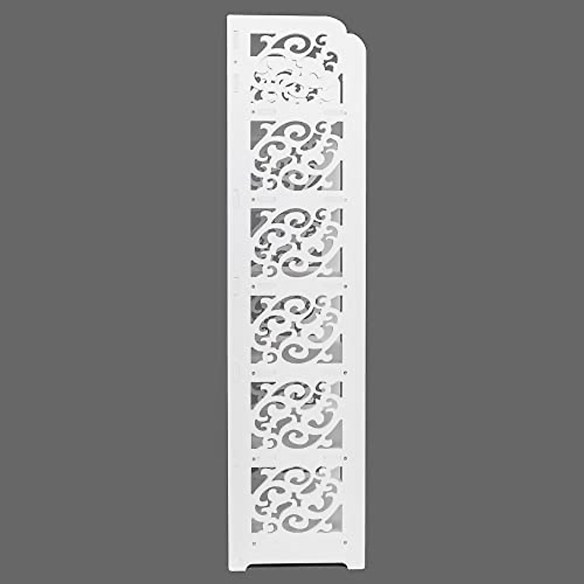 Stylish 6 Tier Wood-Plastic Shoe Rack Organizer with Carved Design - Elegant White Decorative Closet Shoe Storage Rack