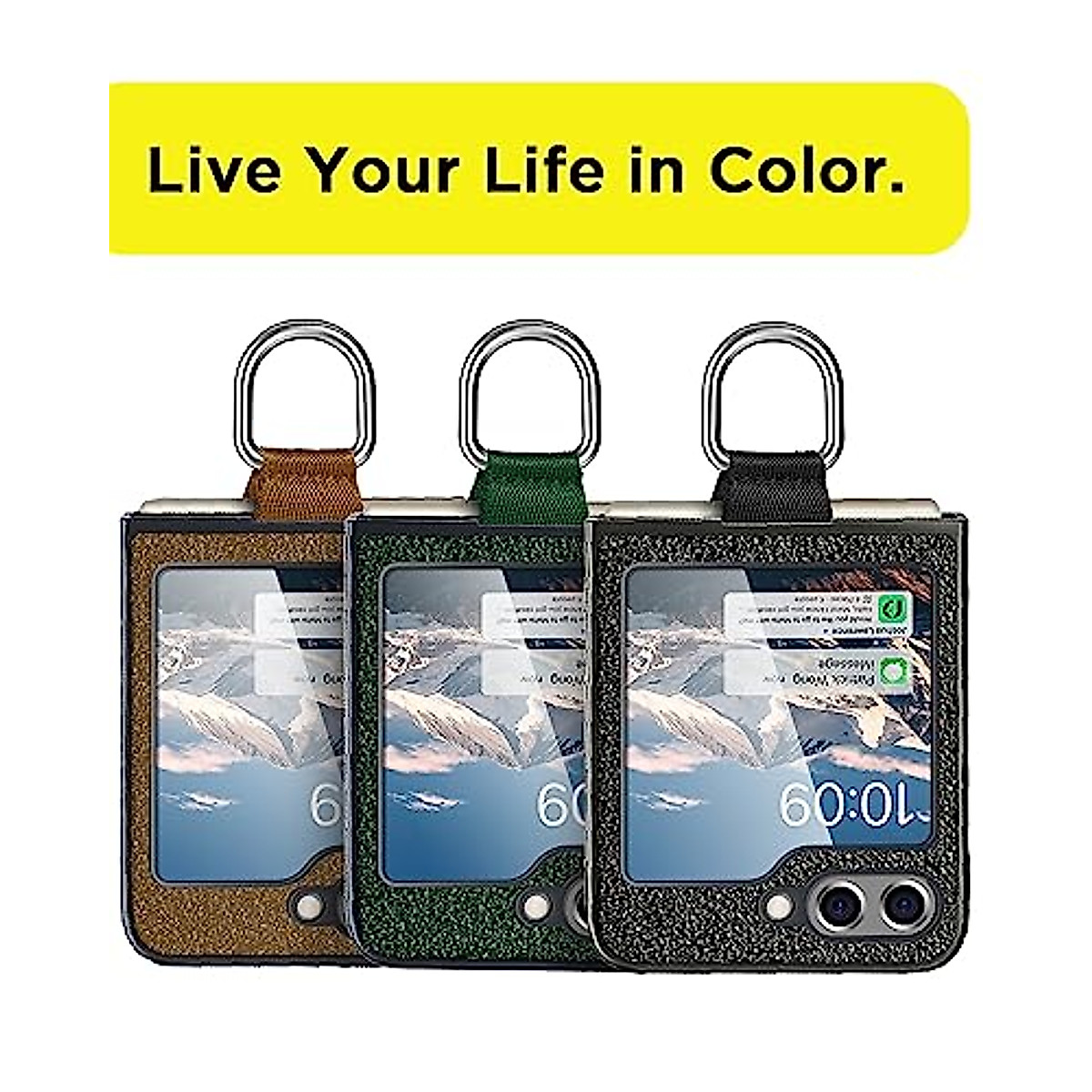 AICase for Samsung Galaxy Z Flip 5 Case Leather, Slim Protective Shockproof Phone Case with Ring for Galaxy Z Flip 5 5G, Black