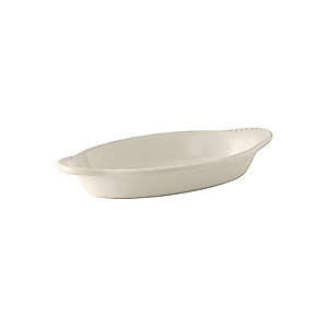 Tuxton China BEN-120 Welsh Rarebit, 12 oz., 9-7/8" x 4-7/8" x 1-3/8"H, Oval, Microwave & Dishwasher Safe, Oven Proof, Fully vitrified, Lead-Free, Ceramic, DuraTux, Pack of 12