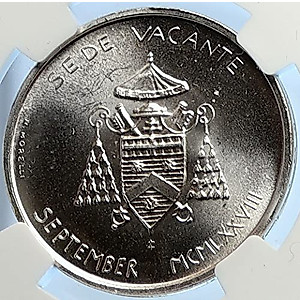 1978 1978 VATICAN City CARDINAL Arms & DOVE Genuine AR 500 Lire MS 67 NGC
