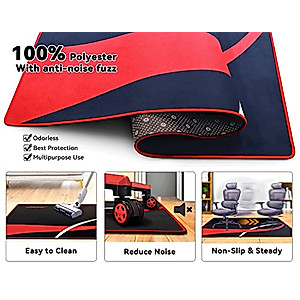 AOBOOK Gaming Chair Mat for Hardwood Floor, 36"x48" Office Chair Floor Mat for Hardwood/Tile, Large Anti-Slip Floor Protector with Double-Sided Tape for Home Ofice, Red