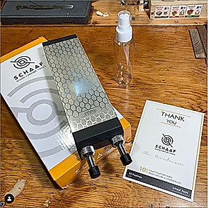 Schaaf Tools (2-Sided) Diamond Sharpening Stone Set, Fine/Coarse Grit | 8 Inch, 400/1000# Diamond Sharpening Plate | Adjustable Diamond Sharpening Stone Set, Spray Bottle, eBook Included