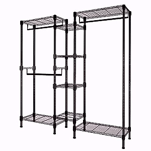 Soywey Heavy Duty Wire Garment Rack, Clothing Rack Clothes Rack for Hanging Clothes Metal Free Standing Clothes Rack Wire Metal Clothing Rack Closet（Black）