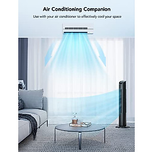 Govee Smart Tower Fan for Bedroom with Hygrometer Thermometer H5177, WiFi Oscillating Fan with Auto Mode, App Control, Room Fan with 8 Speeds 3 Modes, 24H Timer, Works with Alexa for Home Office