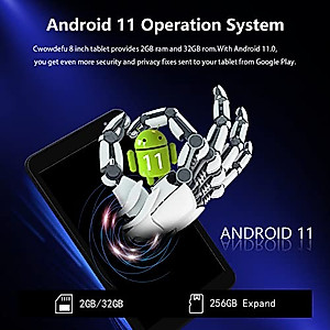 CWOWDEFU Tablet 8 Inch Android 11,WiFi 5G + AX WiFi 6,Dual Camera 5MP+8MP,800x1280 IPS HD,2GB RAM 32GB ROM TF Expansion 256GB,Quad-Core A133, Bluetooth 5.0 (Black)