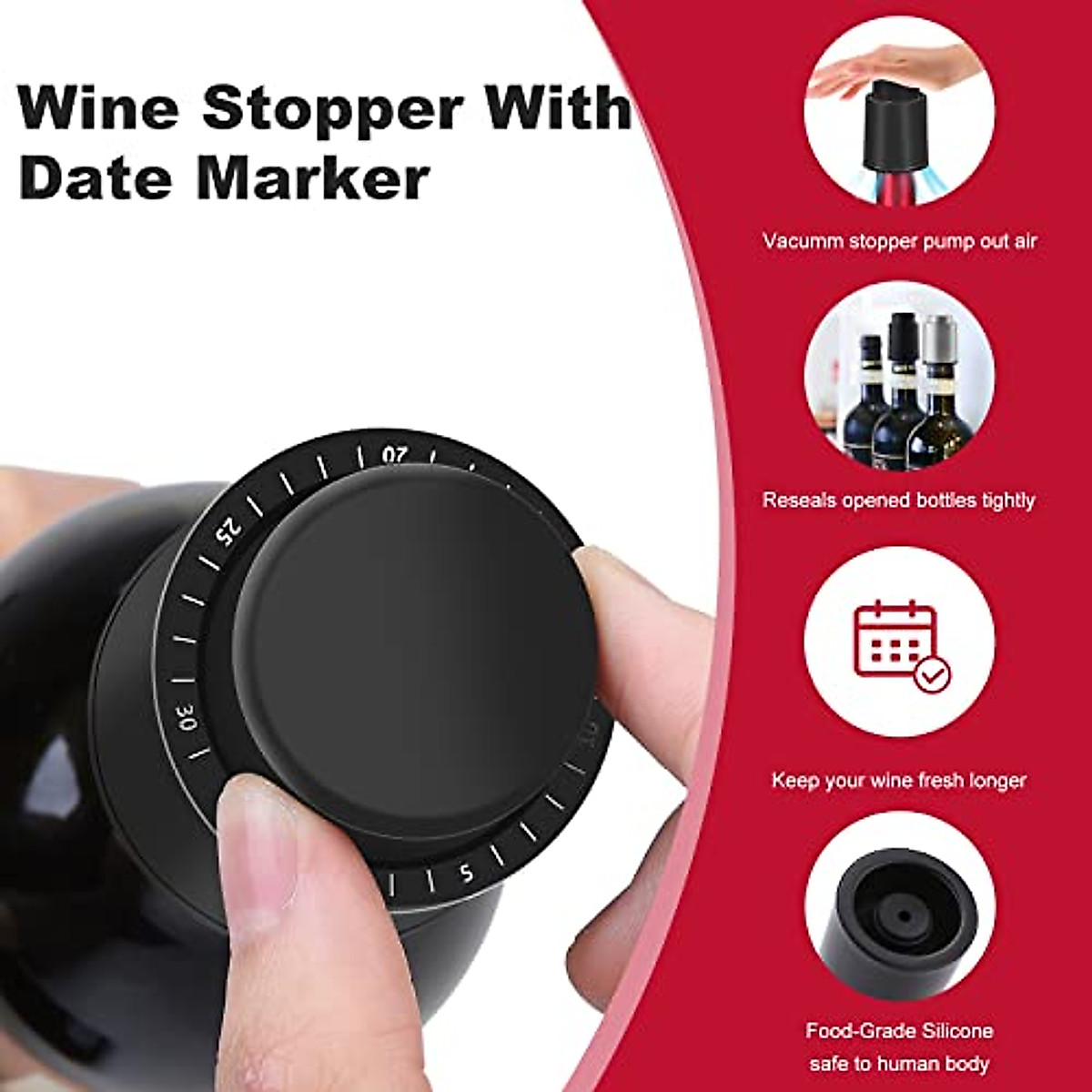 SCHACHUP Electric Wine Bottle Opener,Automatic Wine Opener Set,Wine Corkscrew with Wine Vacuum stopper, Wine Aerator Pourer and Foil Cutter Set for Home Kitchen Party Bar Wedding, gift in Black
