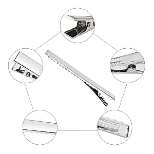 60 Pcs Alligator Curl Clips, Bantoye 3 Inch Flat Single Prong Clips Hair Accessories for Hair Styling, Coloring, Silver