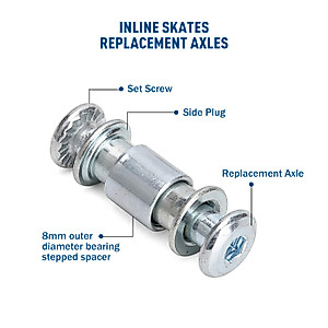 TOBWOLF 46PCS Inline Skate Replacement Shaft, Aluminum Alloy Skate Wheel Bearing Spacer, Roller Blade Replacement Accessories with Axle, Axle Screw, Side Plug, Wrench