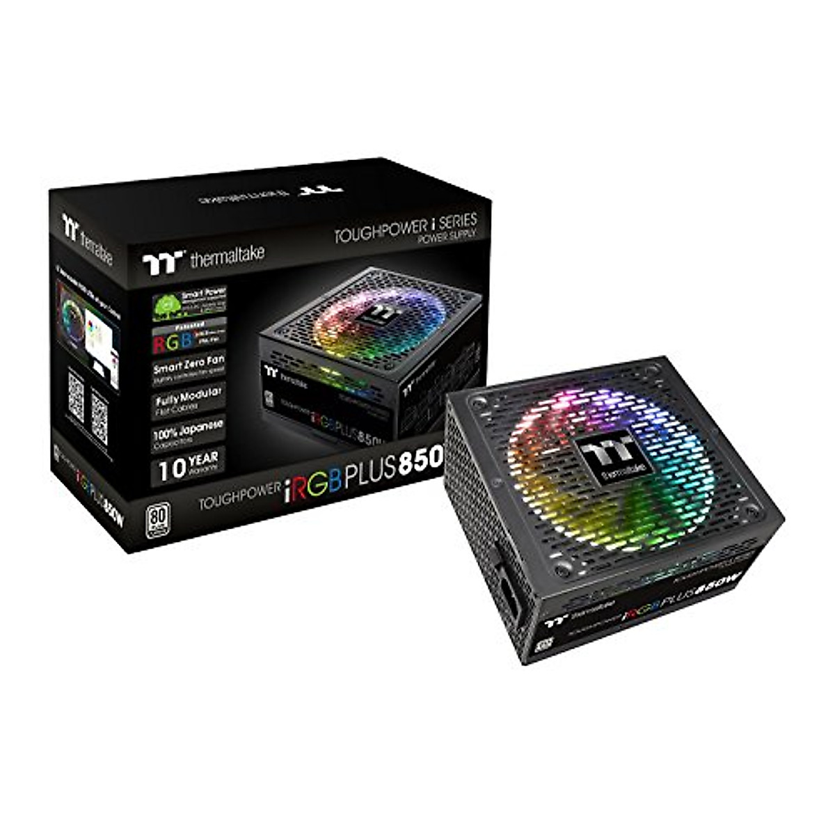 Thermaltake Toughpower iRGB Plus 850W 80+ Platinum Digital RGB LED Smart Zero Fan SLI/Crossfire Ready ATX12V v2.4 / SSI EPS v2.92 Power Supply 10 YR Warranty PS-TPI-0850F2FDPU-1