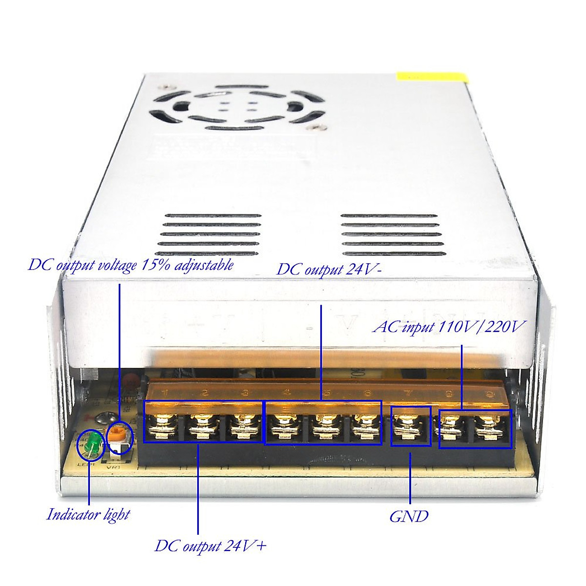 Padarsey DC 24V 15A 360W Power Supply Universal Regulated Switching Transformer Adapter Driver 110V/220V AC Input for LED Strip CCTV Radio Computer Project