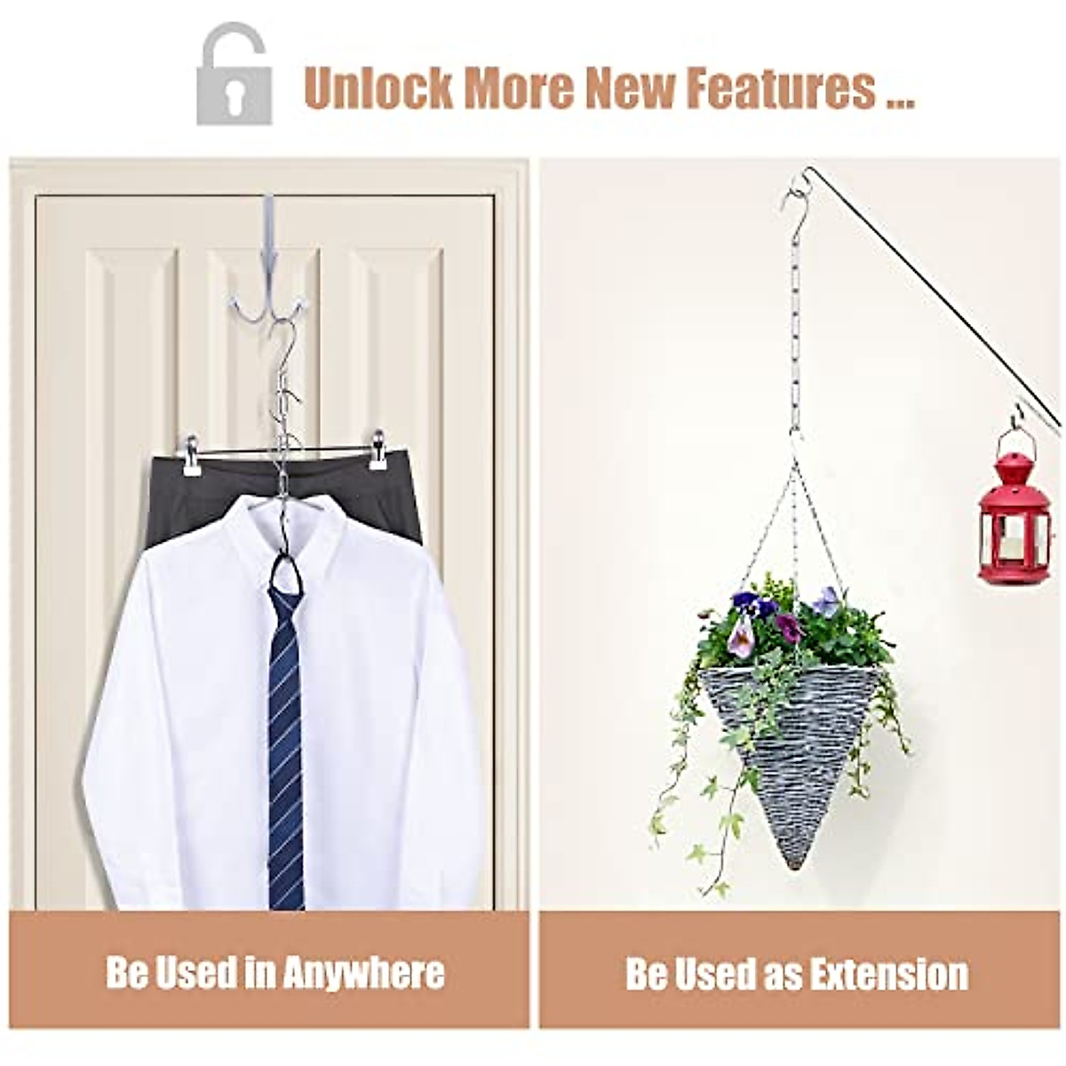 DTICON Hangers Space Saving, Metal Chain Clothes Hanger Organizer with 8 Slots, Magic Foldable Multiple Hangers in One, Collapsible Vertical Space Saver Hangers for Closet Organizer (Pack of 6)