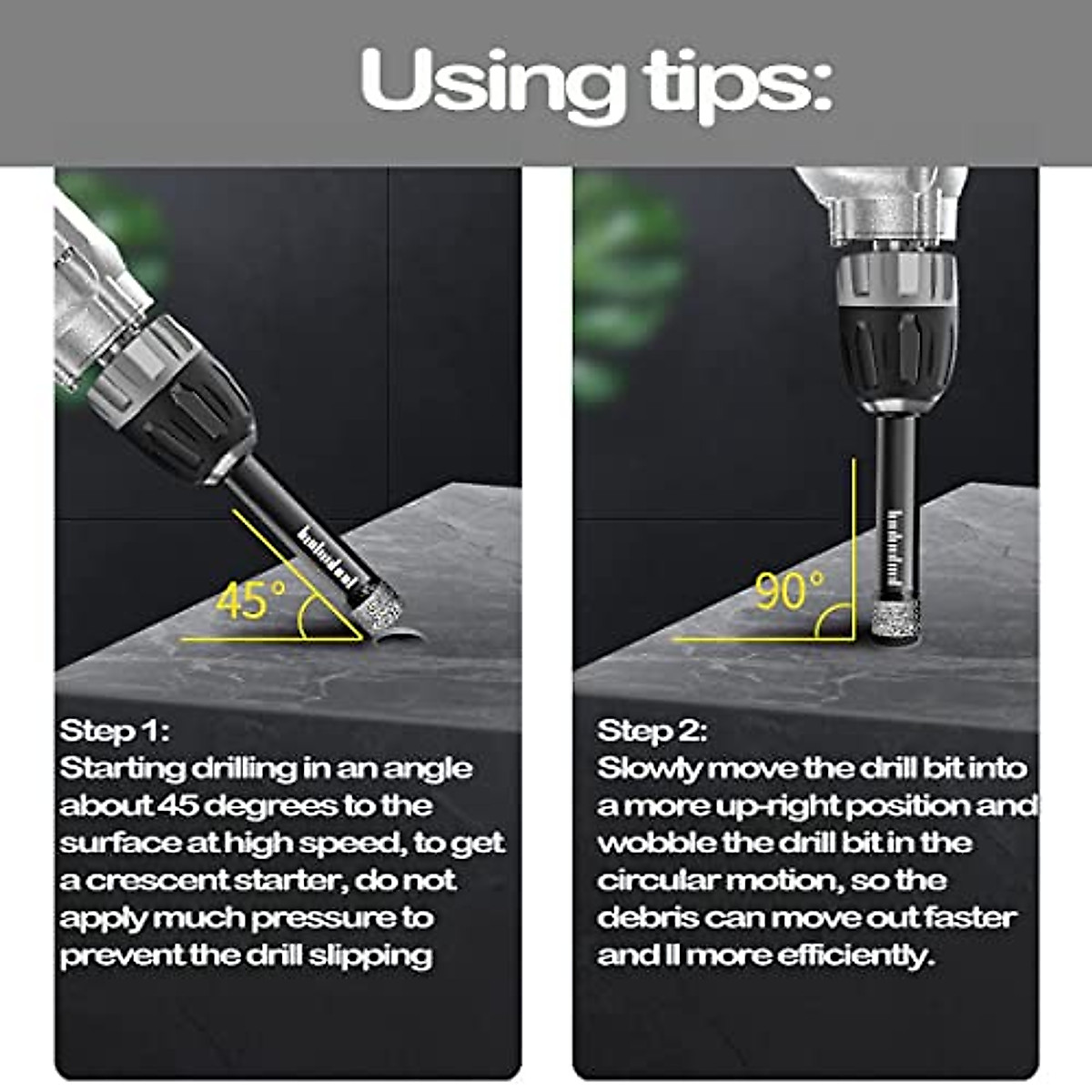 Mgtgbao 10pc 3/16” Dry Diamond Drill Bits Set，10PCS 5mm Hex Shank Core Drill Bit Brazed with Cooling Wax for Porcelain Tile Ceramic Concrete Granite Marble Hard Materials (not for Wood).