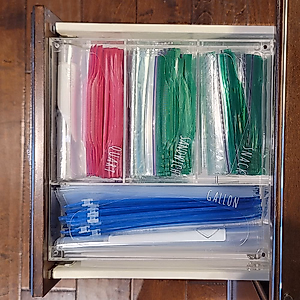 OnDisplay Luxe Acrylic Kitchen Drawer Zip Food Storage Bag Organizer