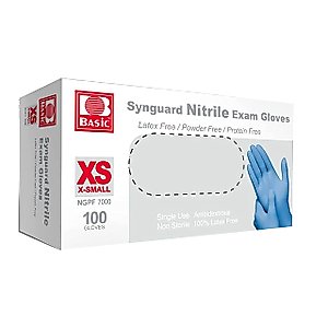 RHINMAX BASIC Blue Nitrile Exam Gloves - Latex-Free & Powder-Free (100, X-Small)