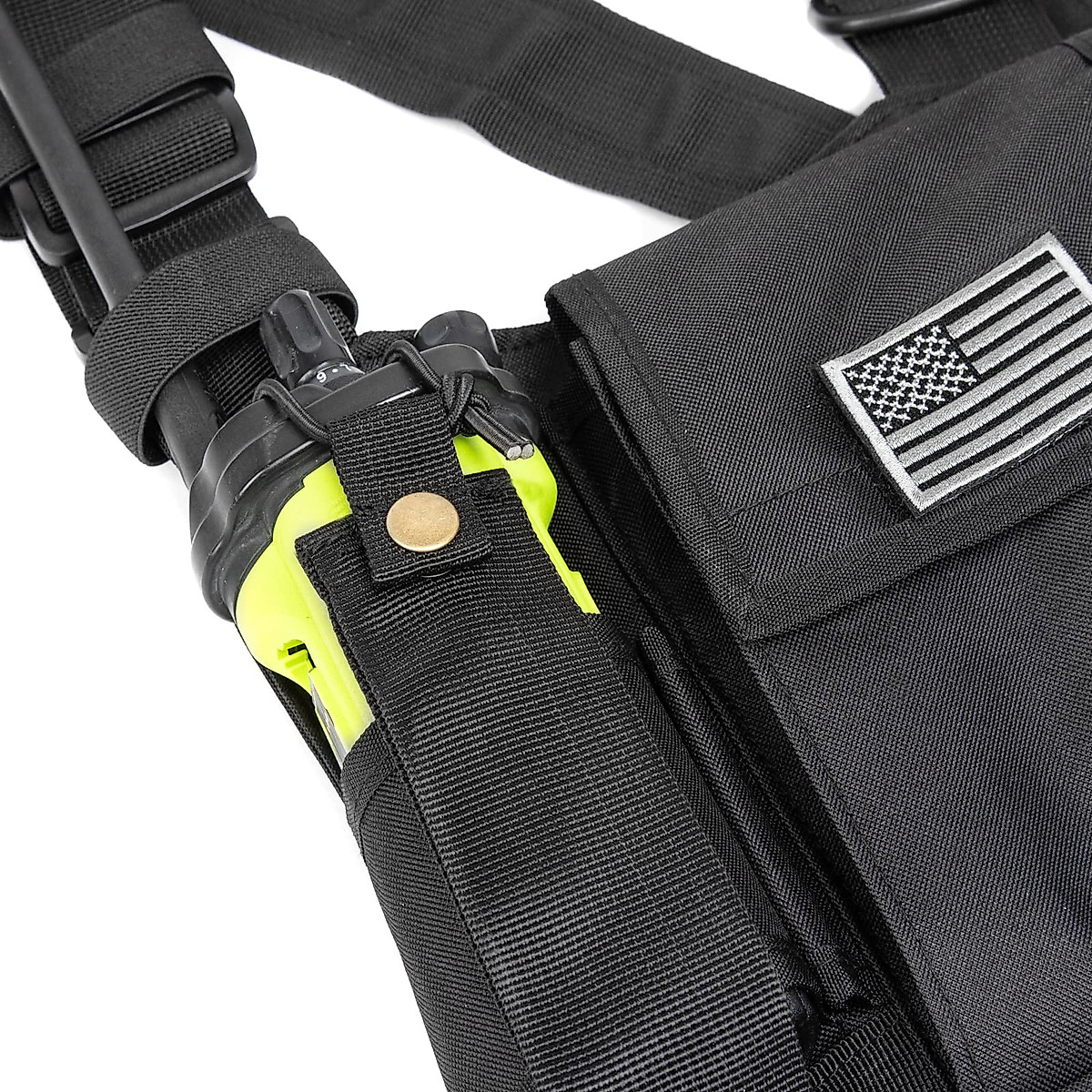 LUITON Radio Chest Harness with Reflective Strips Shoulder Holster Radio Vest Holder Two Way Radio Vest Rig Walkie Talkie Case with Front Pack Pouch for Motorola/Midland/Kenwood/Baofeng/Retevis