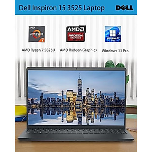 Dell Inspiron 3525 Business Laptop, 15.6 Inch FHD, AMD Ryzen 7 5825U, Windows 11 Pro, 32GB RAM, 1TB SSD, Wi-Fi, HDMI, Bluetooth, Type-C, Long Battery Life, Carbon Black