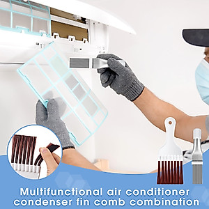 Boao 3 Pieces Air Conditioner Condenser Fin Cleaning Brush, Stainless Steel Air Conditioner Fin Cleaner, Refrigerator Coil Cleaning Whisk Brush (Classic)