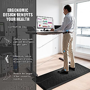 WEZVIX Non-Skid Kitchen Rugs and Mats Waterproof, Anti Fatigue Kitchen Mat 2 PCS, 1/2 Inch Thick Kitchen Floor Mat, Ergonomic Comfort Foam Standing Mat for Floor, Office, Sink, Laundry - Black
