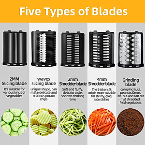 5 In 1 Electric vegetable slicer，300W Electric Cheese Grater Salad Shooter, One-Touch Easy Control, Electric Grater for Vegetables, Cheeses and NutsFor Home Kitchen