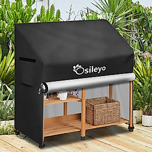 Osileyo Outdoor Garden Potting Bench Table Cover with Split Zipper,600D Tough Canvas Waterproof Anti-UV All Season Weather Complete Protection Cover.(47" x 20" x 47"),Black