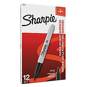 Permanent Marker, Fine Point, Black Ink, Lot of 12